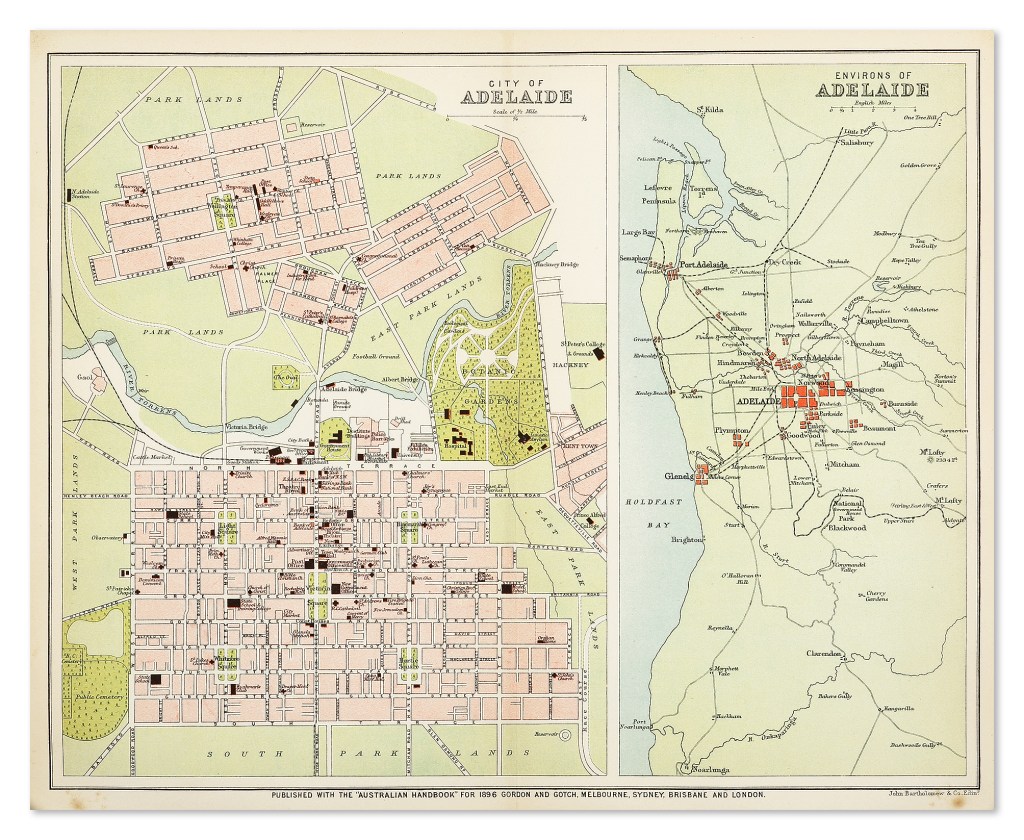 City of Adelaide. Environs of Adelaide. - Antique Print Map Room