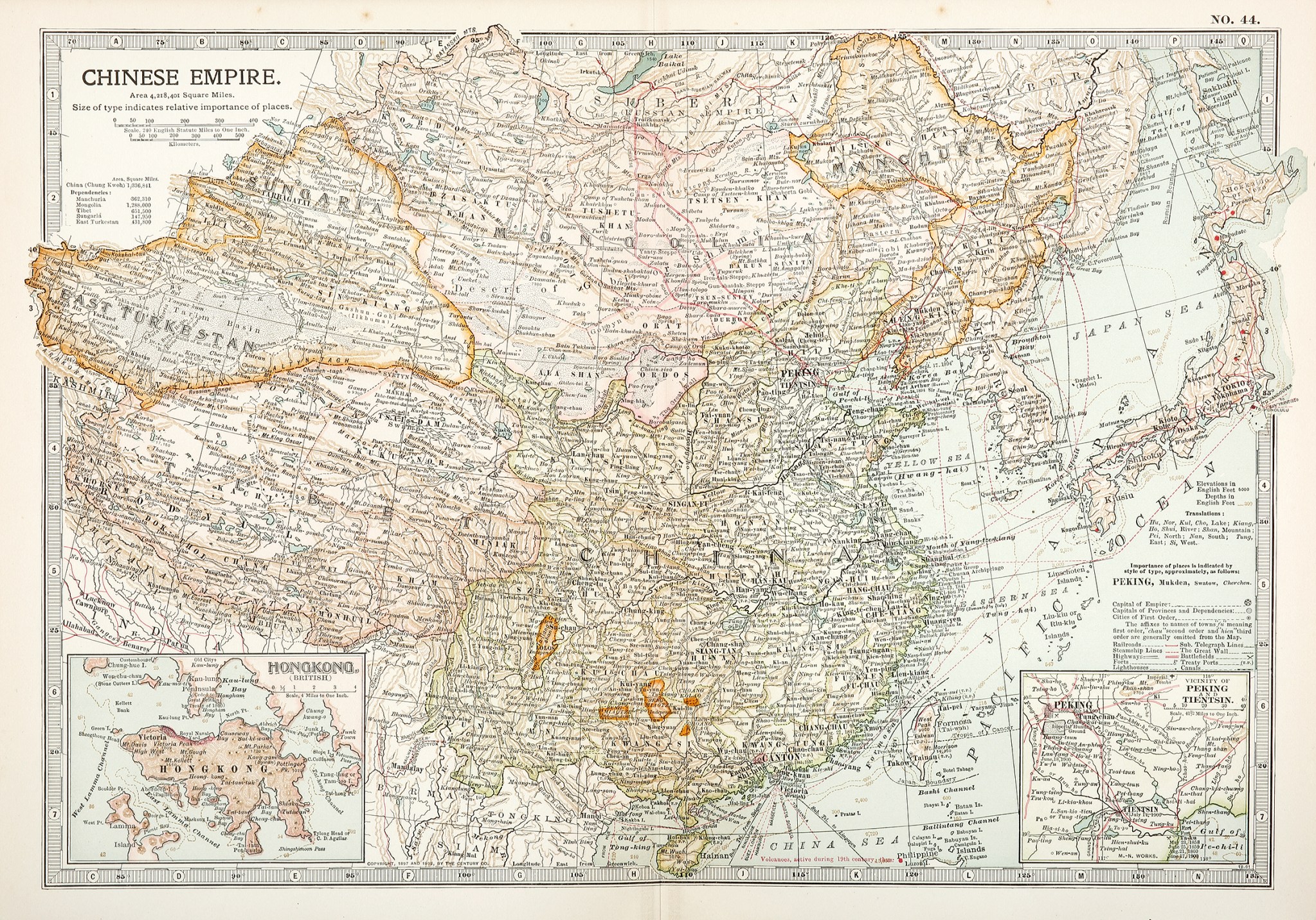 Chinese Empire. Hong Kong. Peking. - Antique Print Map Room