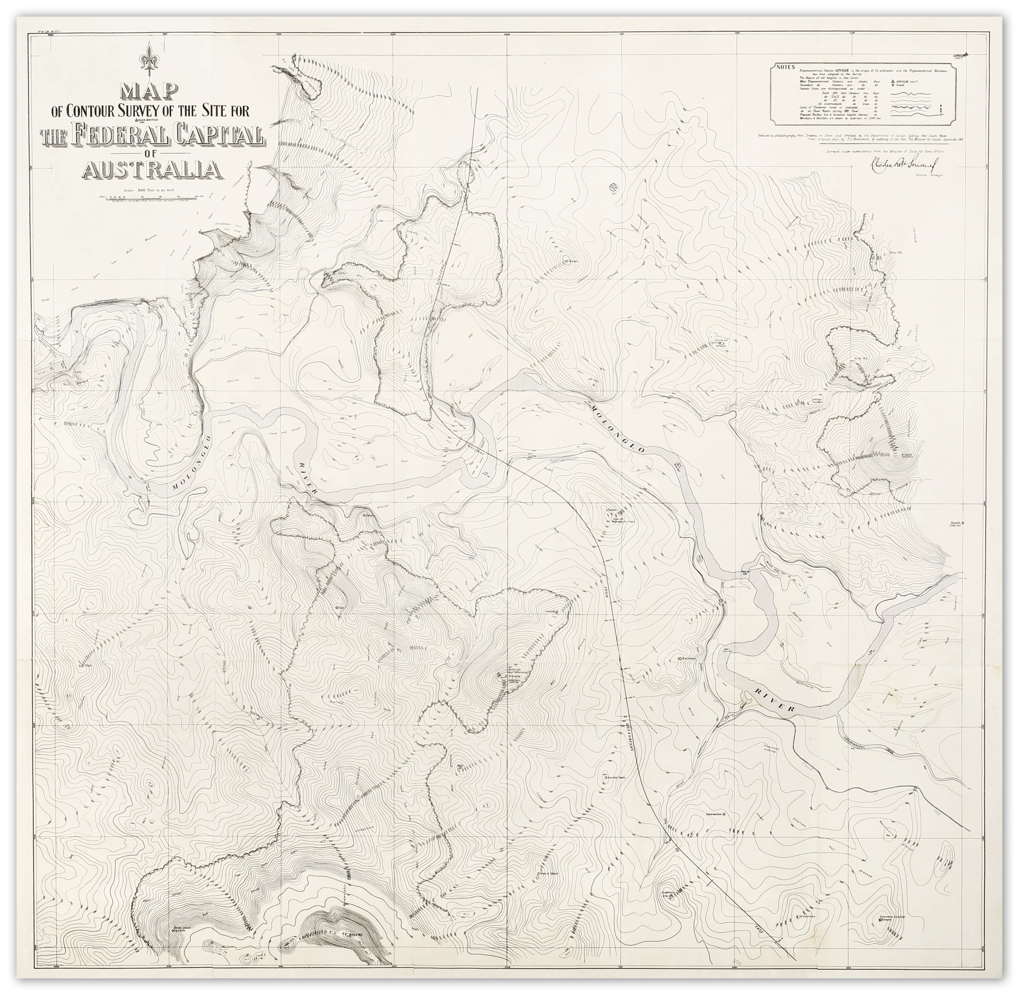 [Canberra] Map of Contour Survey of the Site for the Federal Capital of ...