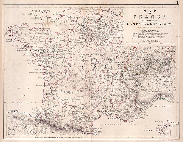 France Campaigns of 1795 - Antique Print Map Room