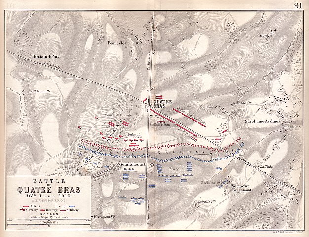 Battle of Quatre Bras 16th June 1815 | Antique Print Map Room