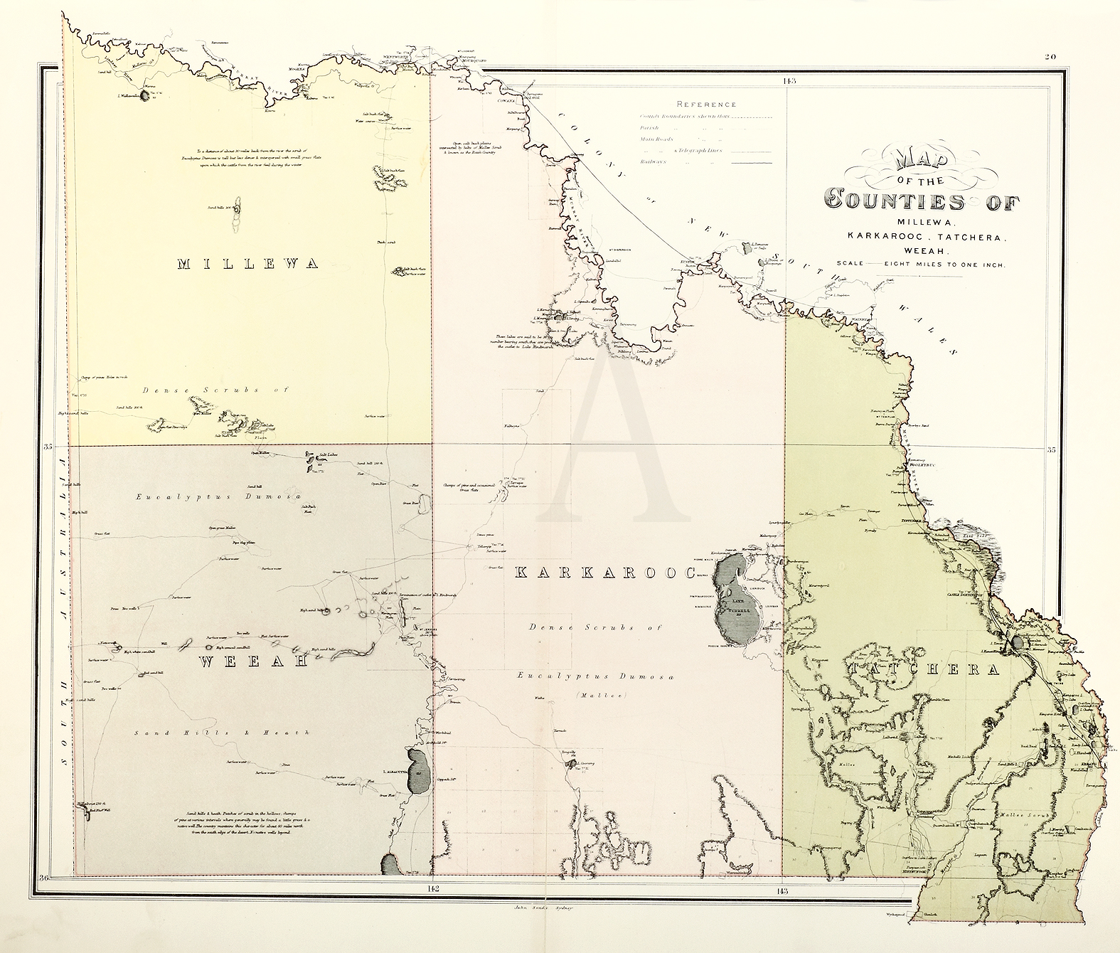 Map of the Counties of Millewa, Karkarooc, Tatchera, Weeah. | Antique ...