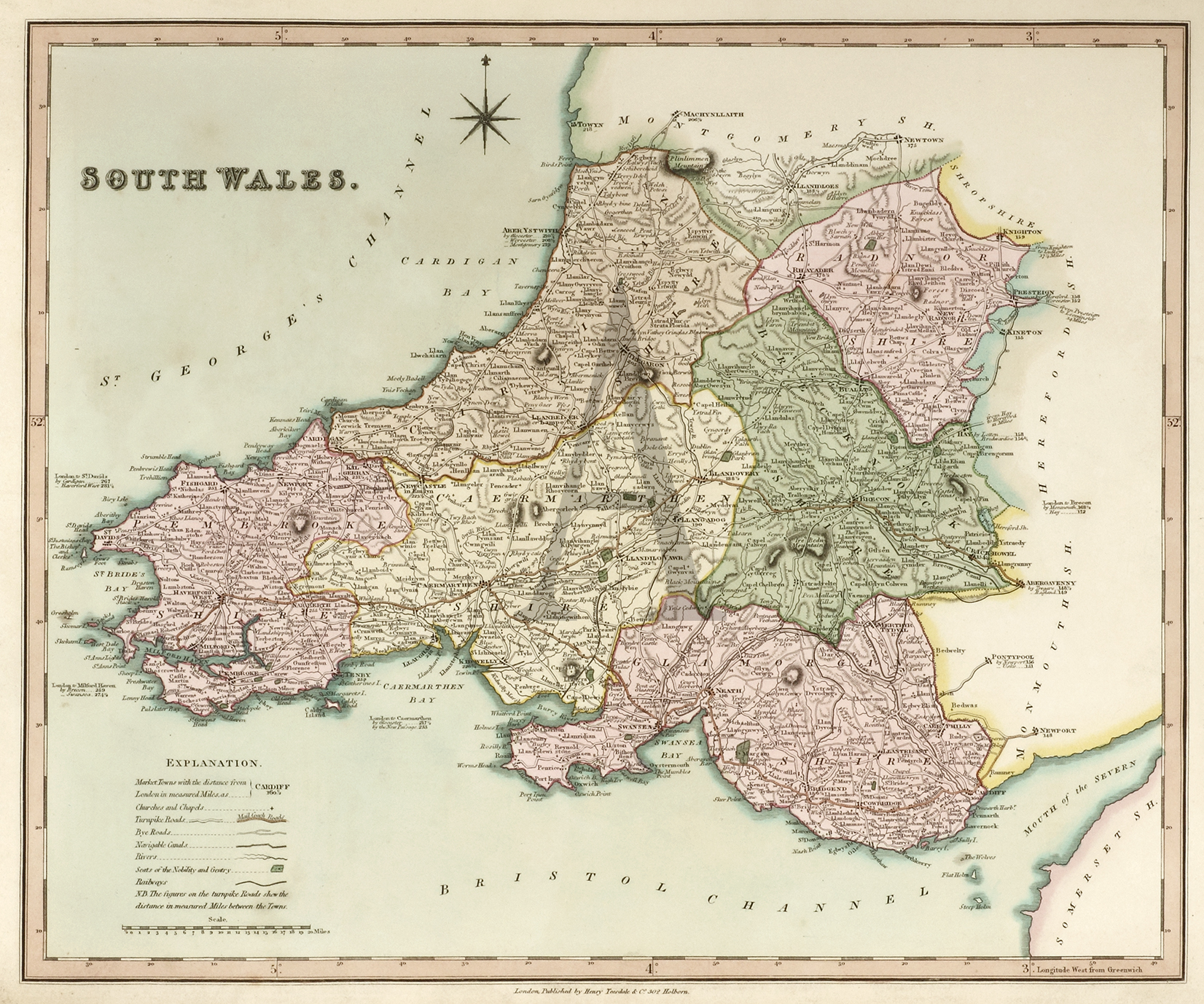 South Wales - Antique Print Map Room