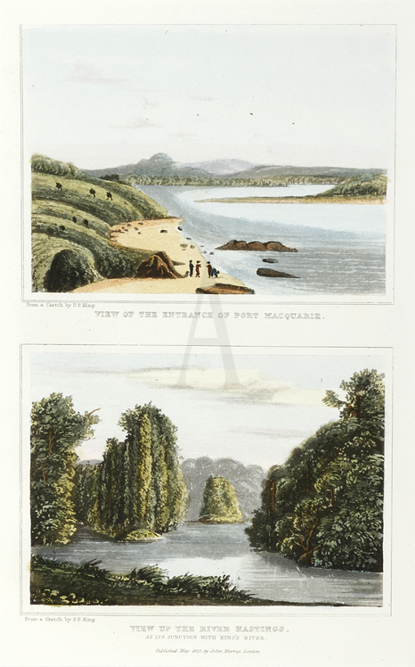View of the Entrance of Port Macquarie. View up the River Hastings. At ...