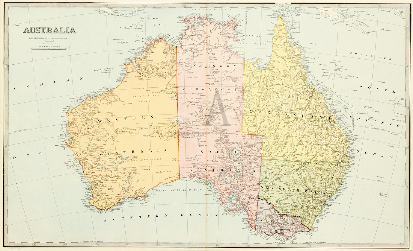 Australia | Antique Print Map Room