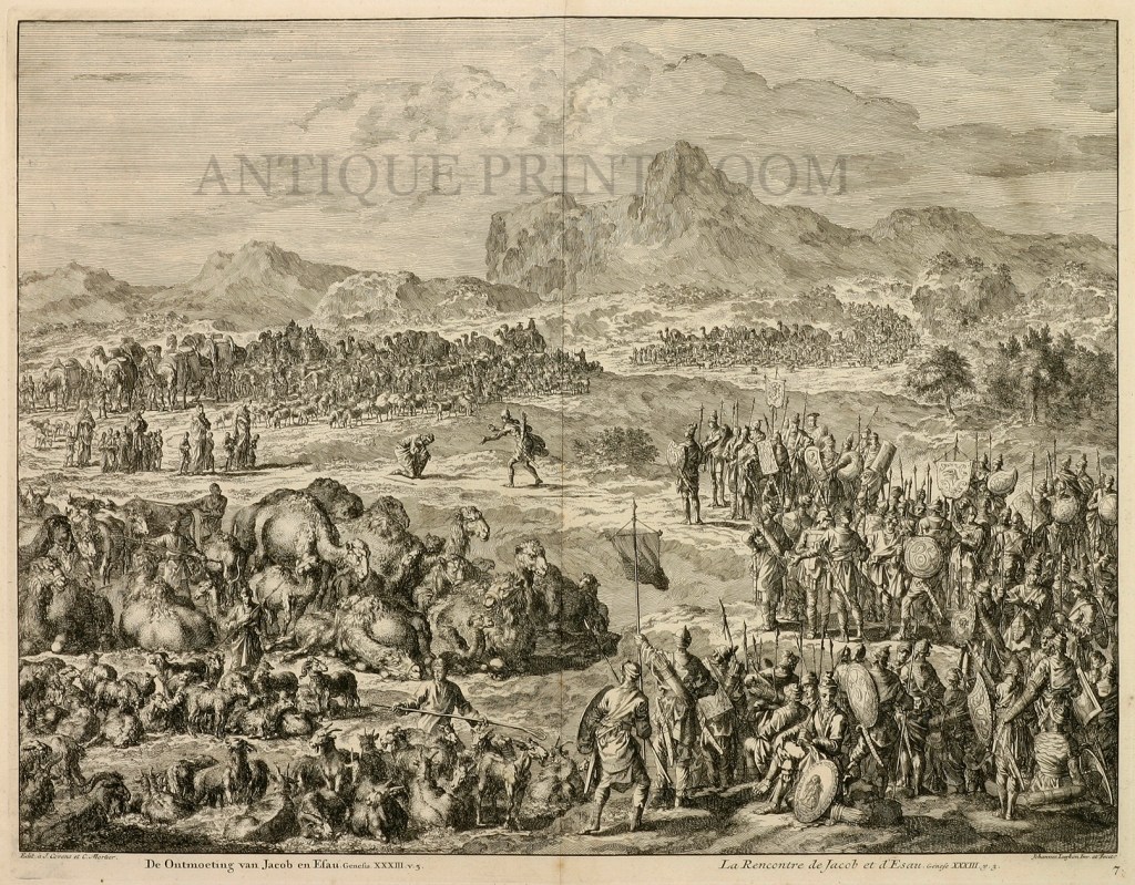 Jacob Meets Esau - Antique Print Map Room