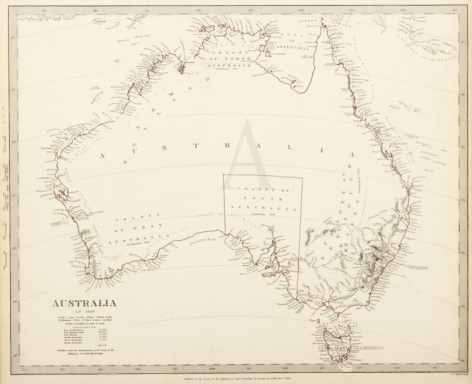 Australia in 1839. - Antique Print Map Room