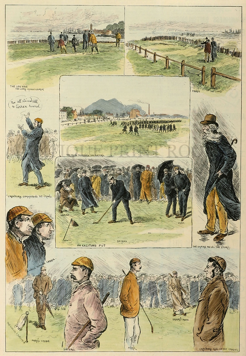 Golf - Park and Sayers at Musselburgh. - Antique Print Map Room