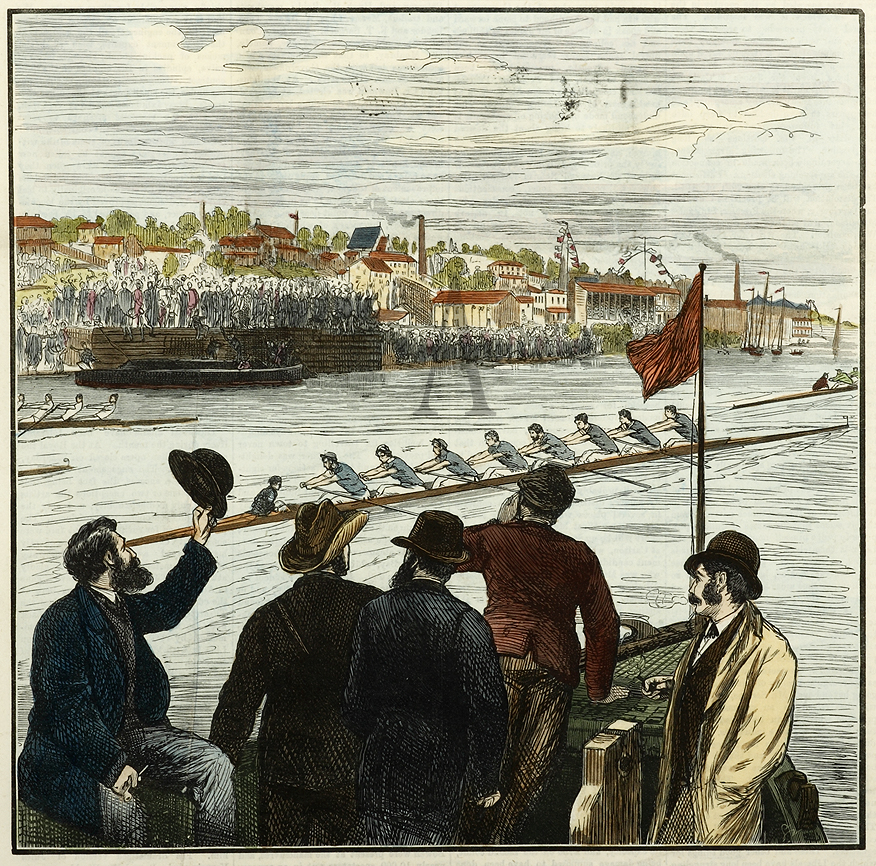 Melbourne Regatta - Junior Eight Oar Race. - Antique Print Map Room