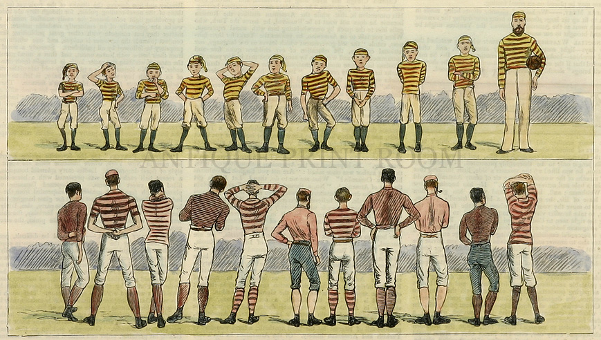 Boys Vesrsus Men - The Rival Teams. - Antique Print Map Room