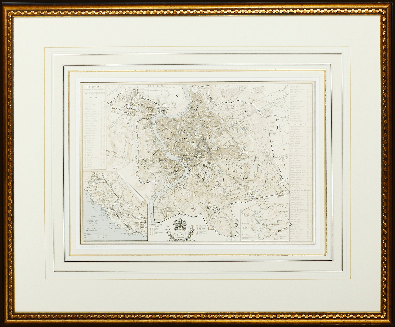 Plan de Rome - Antique Print Map Room