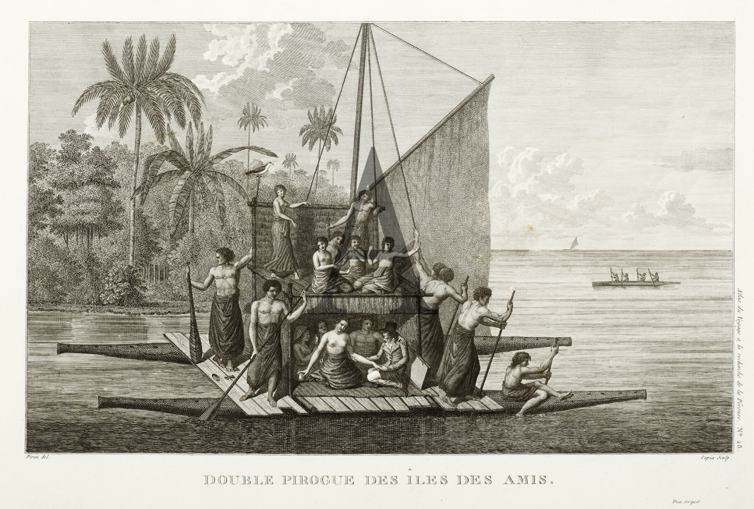 Double Pirogue des Iles des Amis. - Antique Print Map Room