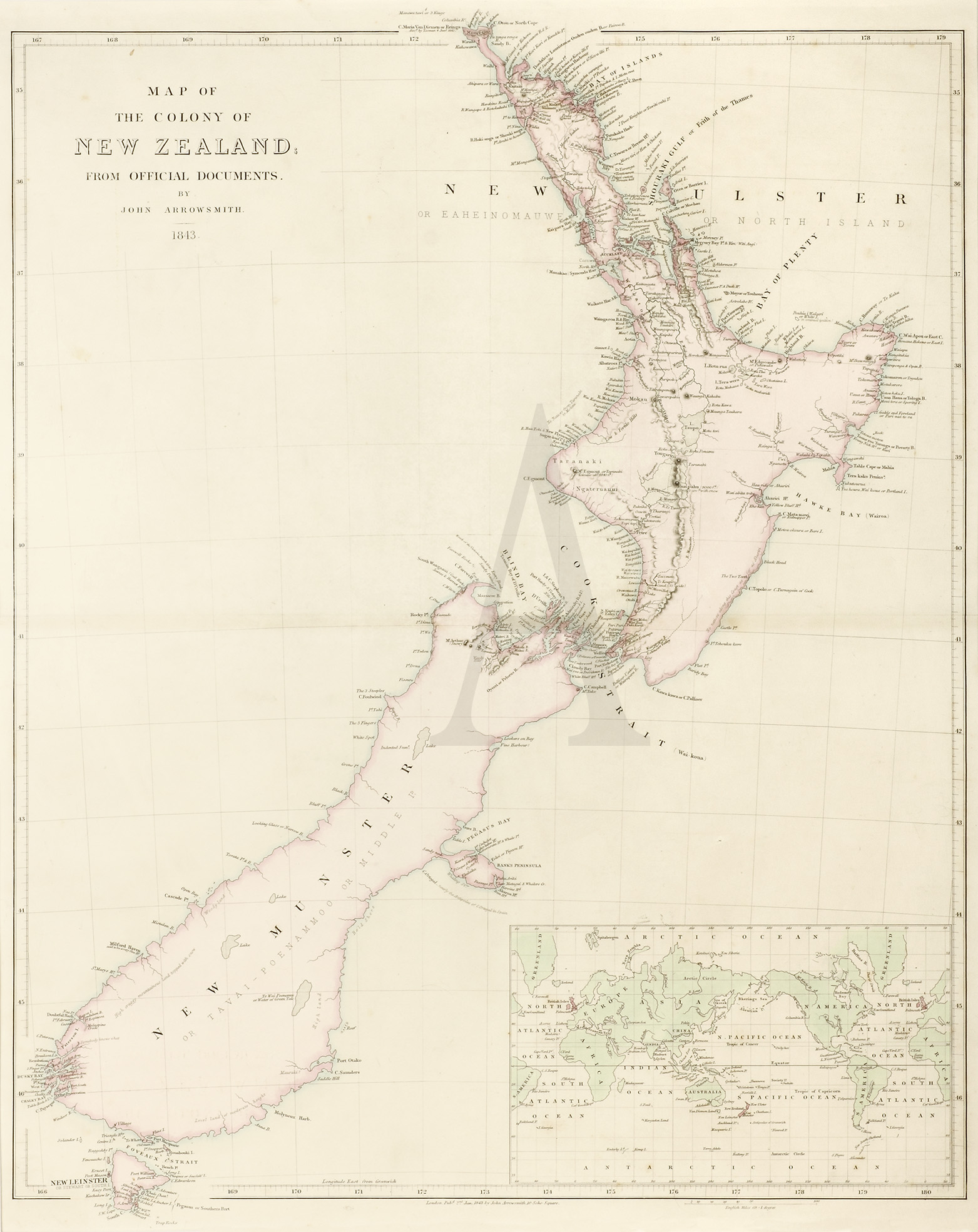 Map of the Colony of New Zealand, from Official Documents. - Antique ...