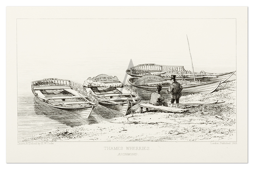 Thames Wherries. Richmond. - Antique Print Map Room