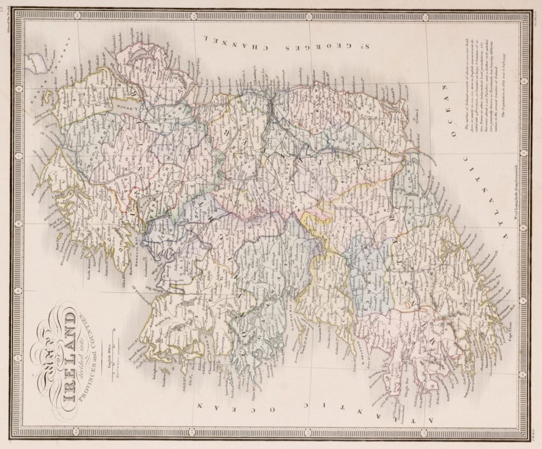 Map of Ireland Divided into Provinces and Counties. - Antique Print Map ...