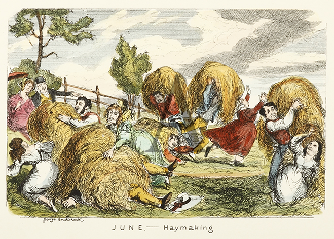 JUNE - Haymaking - Antique Print Map Room