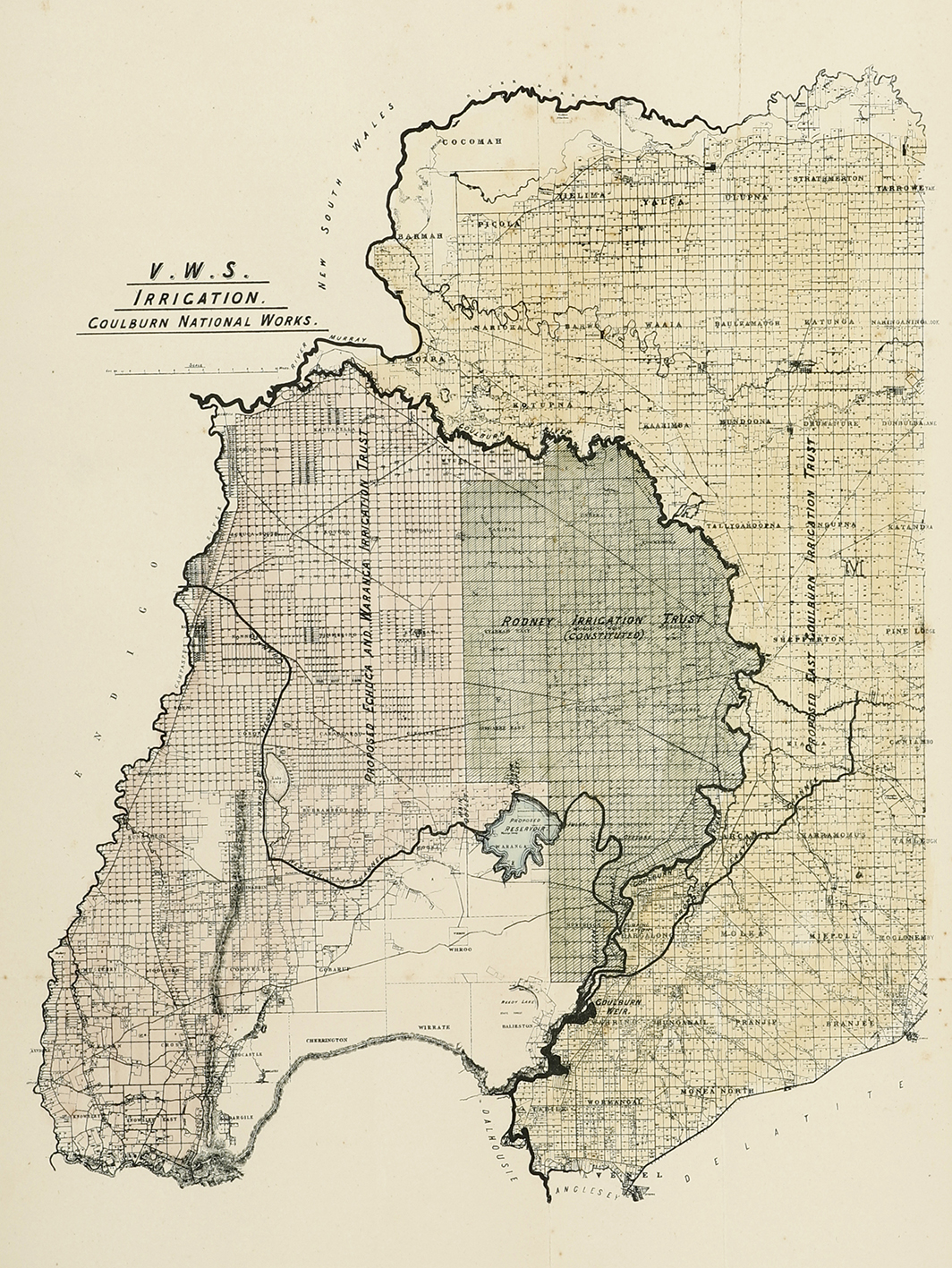 V.W.S. Irrigation. Goulburn National Works. - Antique Print Map Room