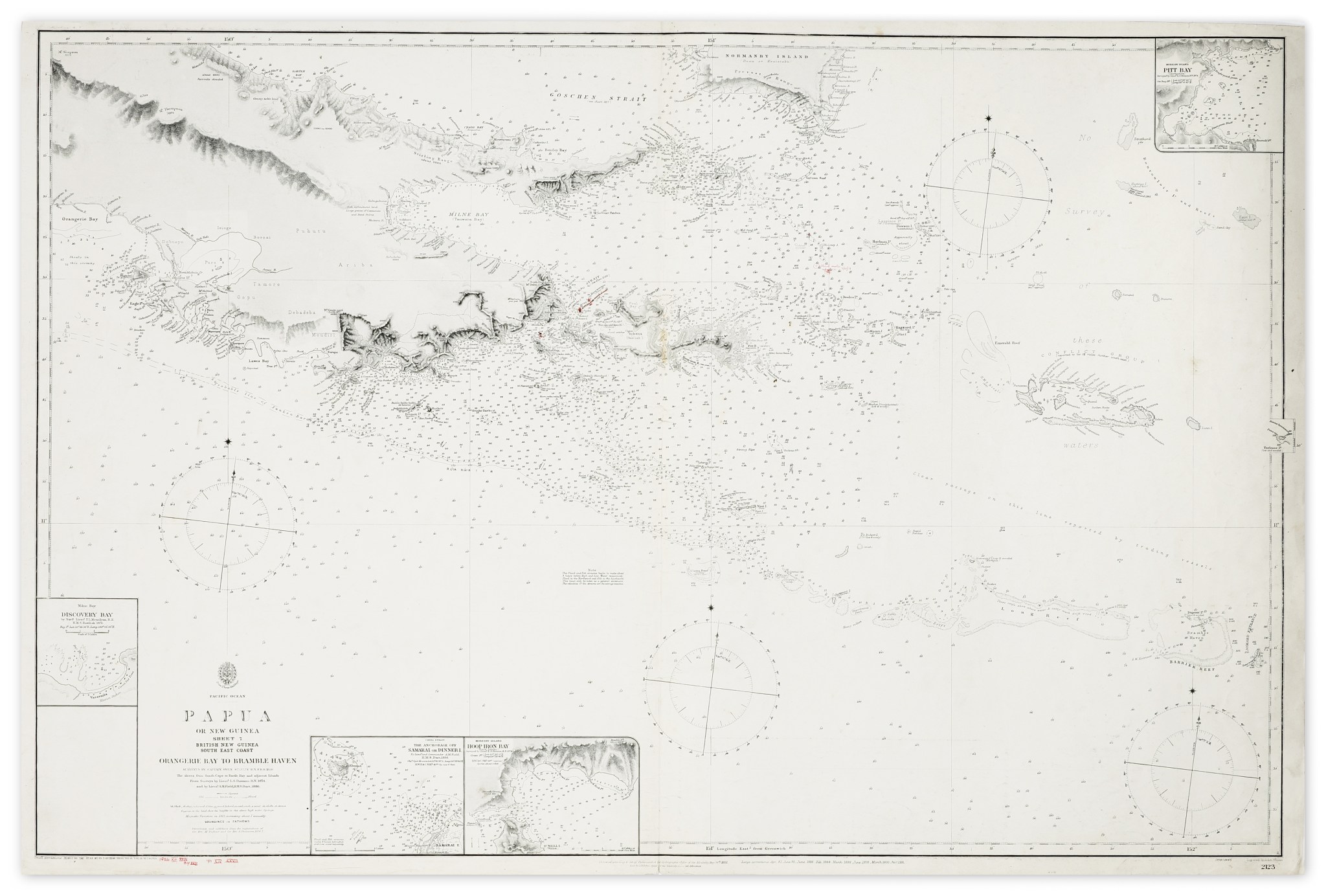 [PACIFIC-NEW GUINEA] Orangerie Bay to Bramble Haven | Antique Print Map ...