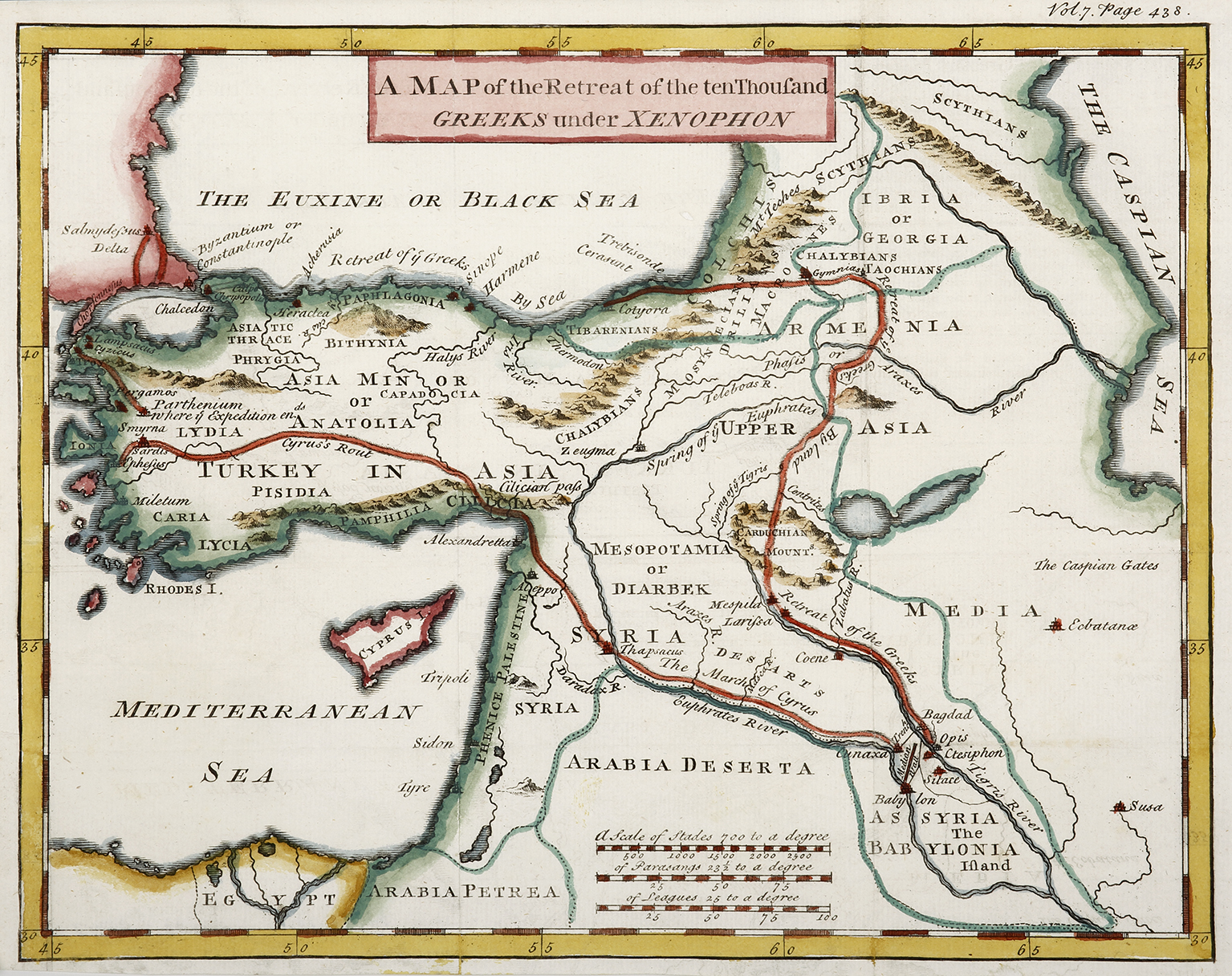 A Map of the Retreat of the Ten Thousand Greeks under Xenophon ...