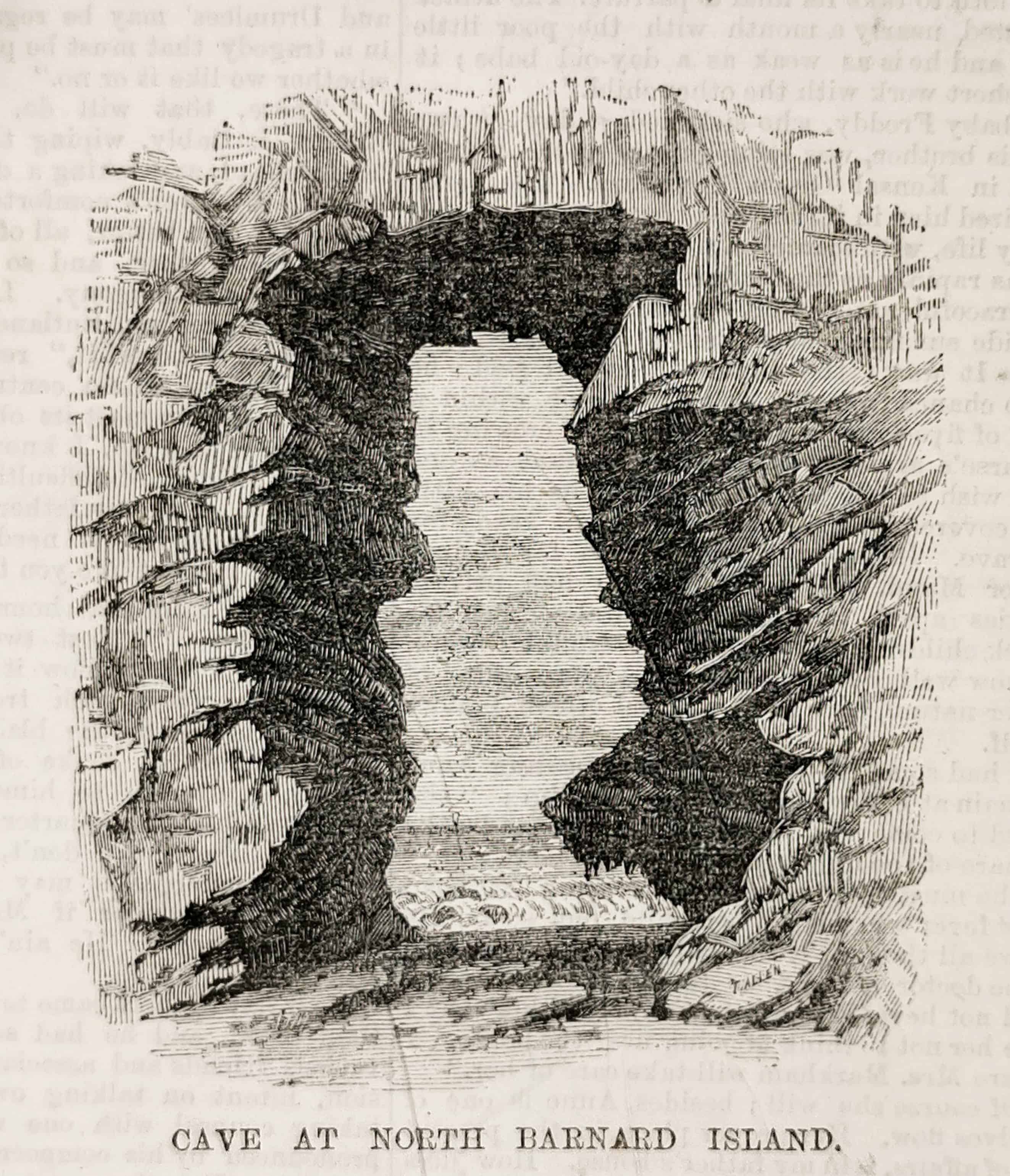 Cave at North Barnard Island. - Antique Print Map Room