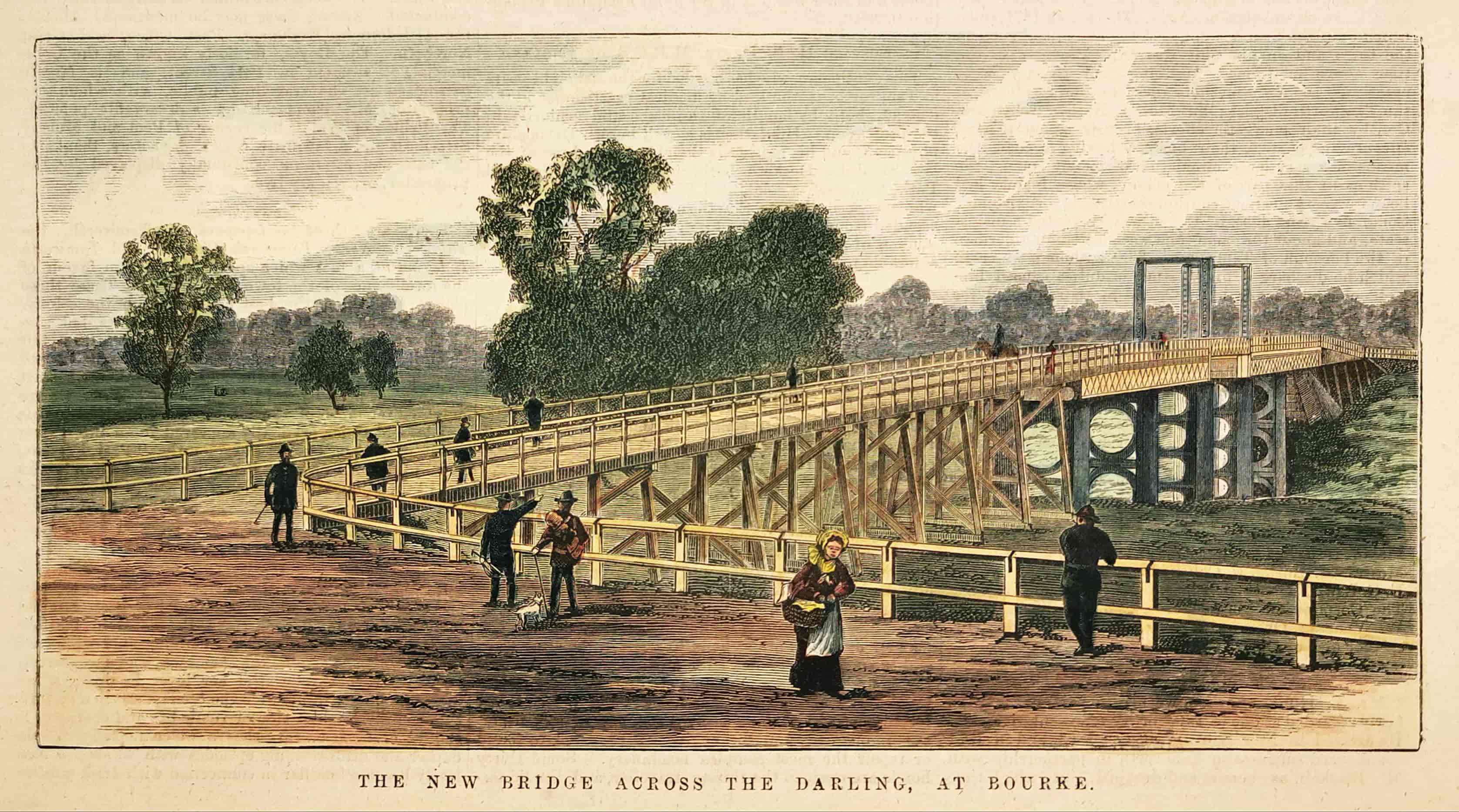 The New Bridge Across the Darling, at Bourke. - Antique Print Map Room