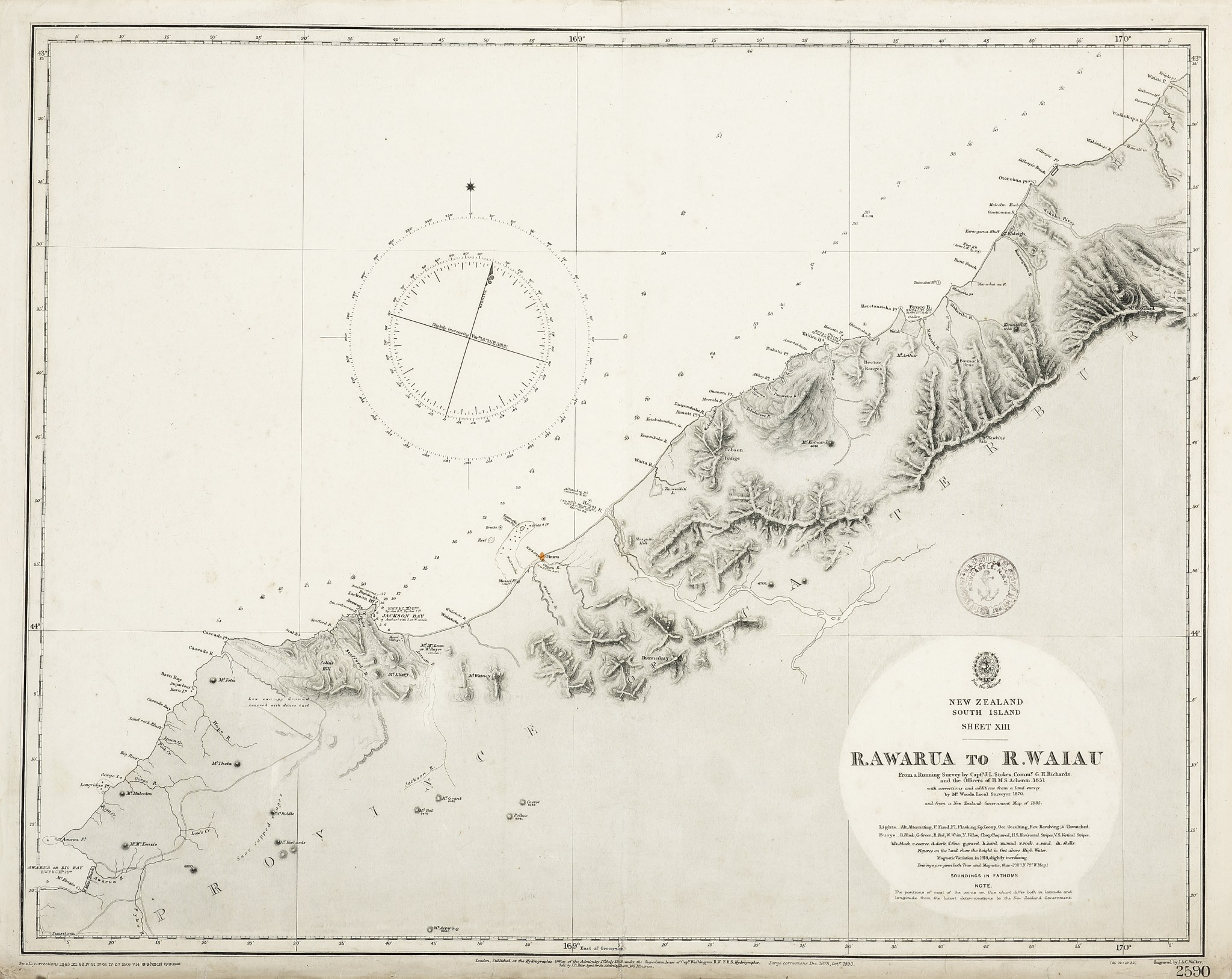 [NEW ZEALAND] R. Awarua to Abut Head from a Running Survey by Captn. J ...