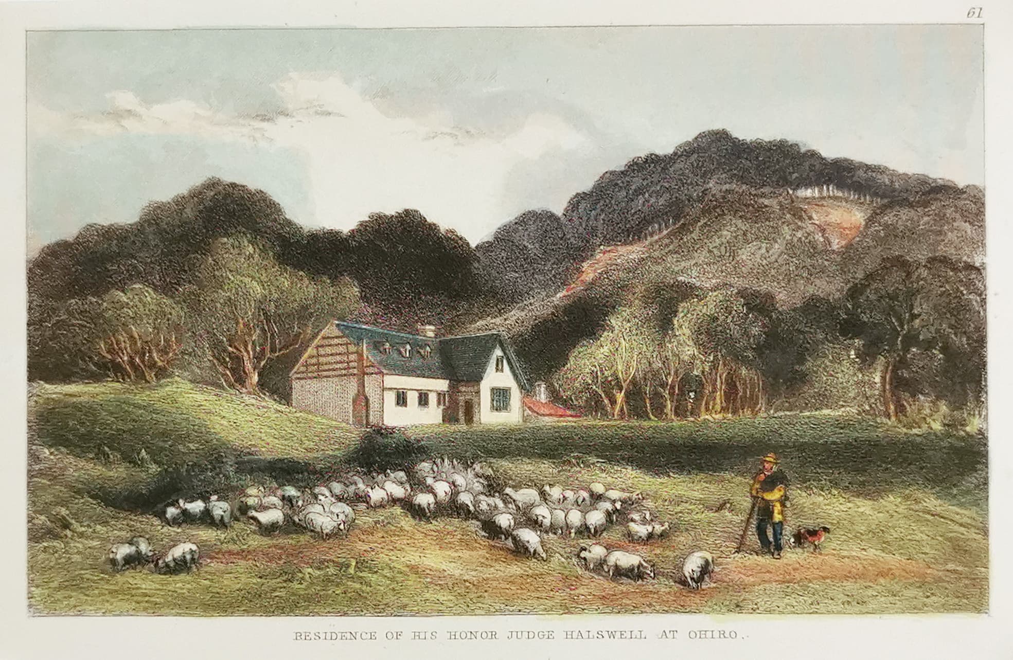 Residence of his Honor Judge Halswell at Ohiro. - Antique Print Map Room