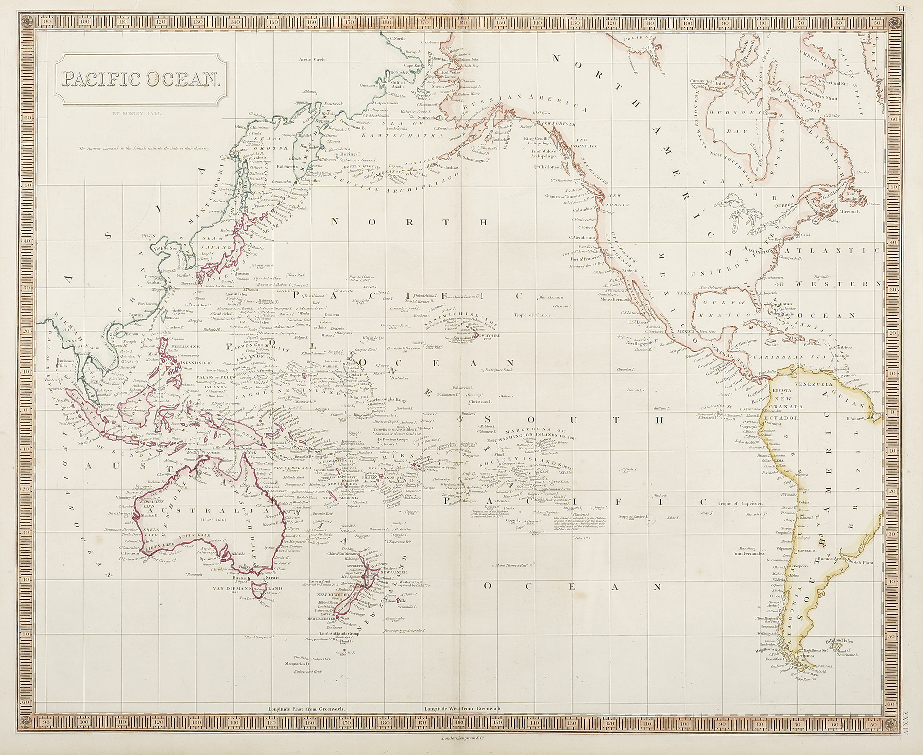 Pacific Ocean. - Antique Print Map Room