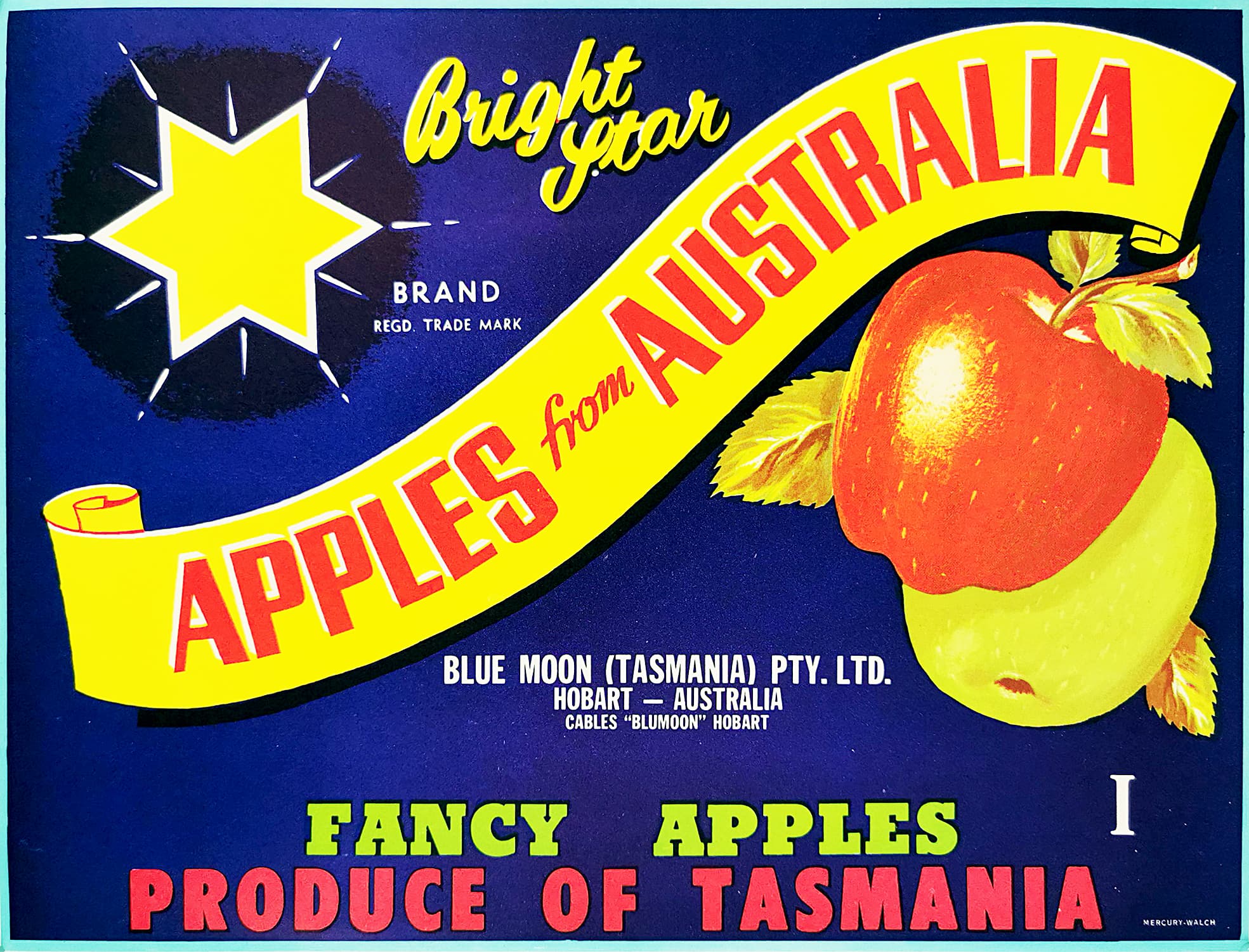 Bright Star / Apples from Australia. - Antique Print Map Room