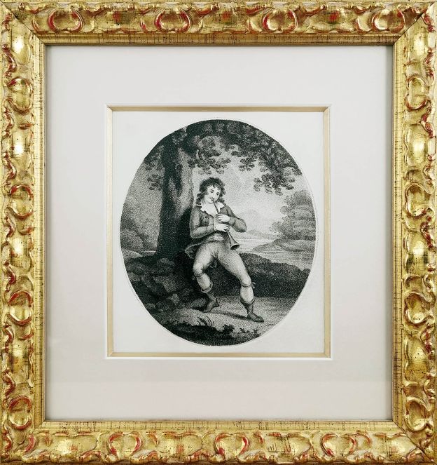 "Flute Player" - Antique Print Map Room