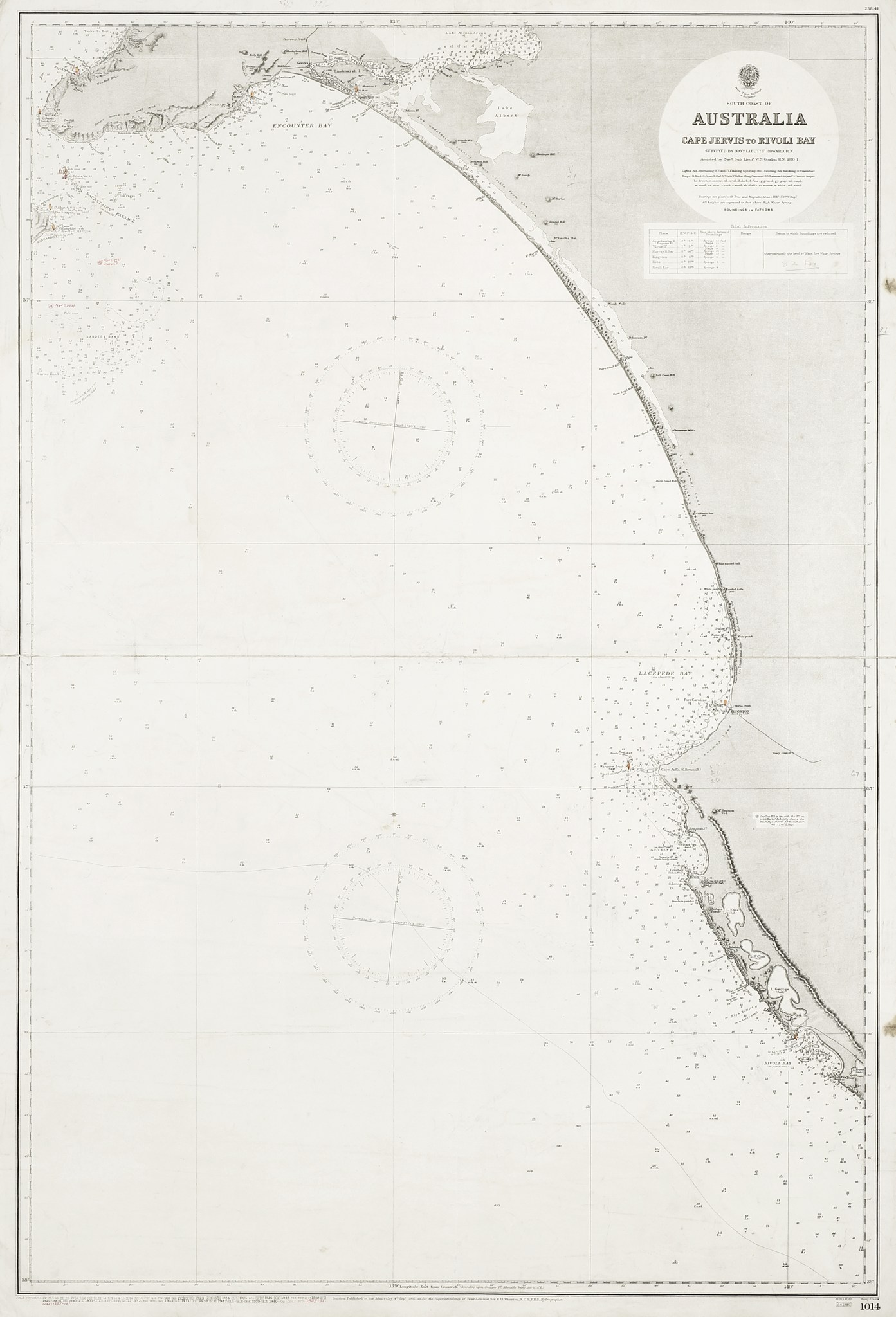 [AUSTRALIA-SA] Cape Jervis to Rivoli Bay Surveyed by Navg. Lieut. F ...