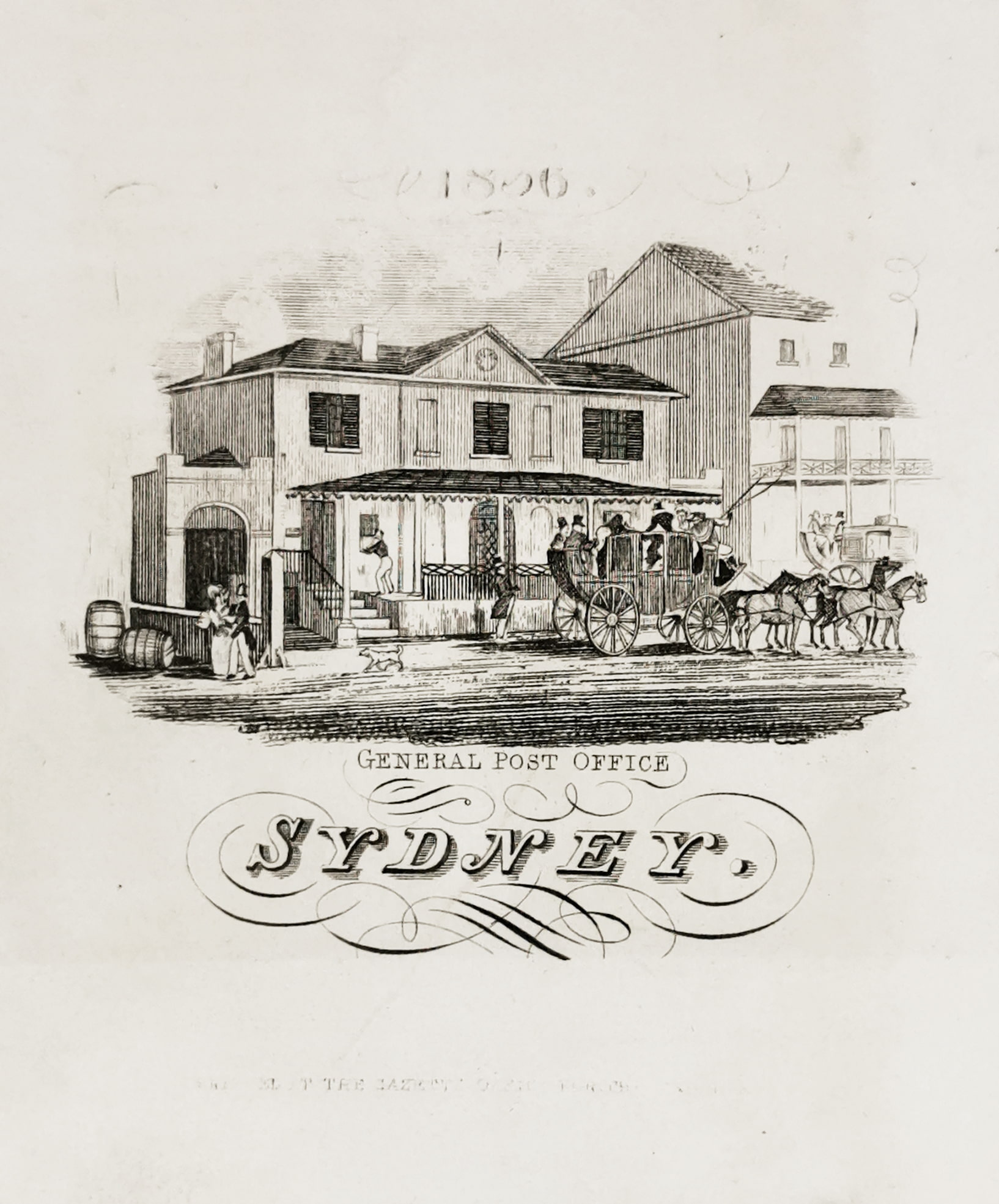 1836 General Post Office Sydney. - Antique Print Map Room