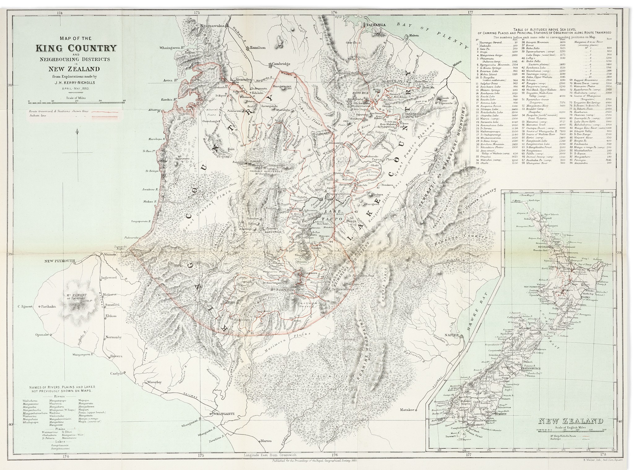 Map of the King Country and Neighbouring Districts in New Zealand from ...