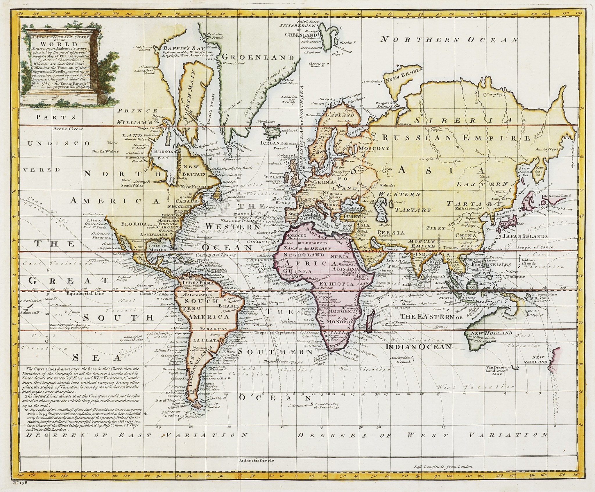 A New & Accurate Chart of the World Drawn from Authentic Surveys ...
