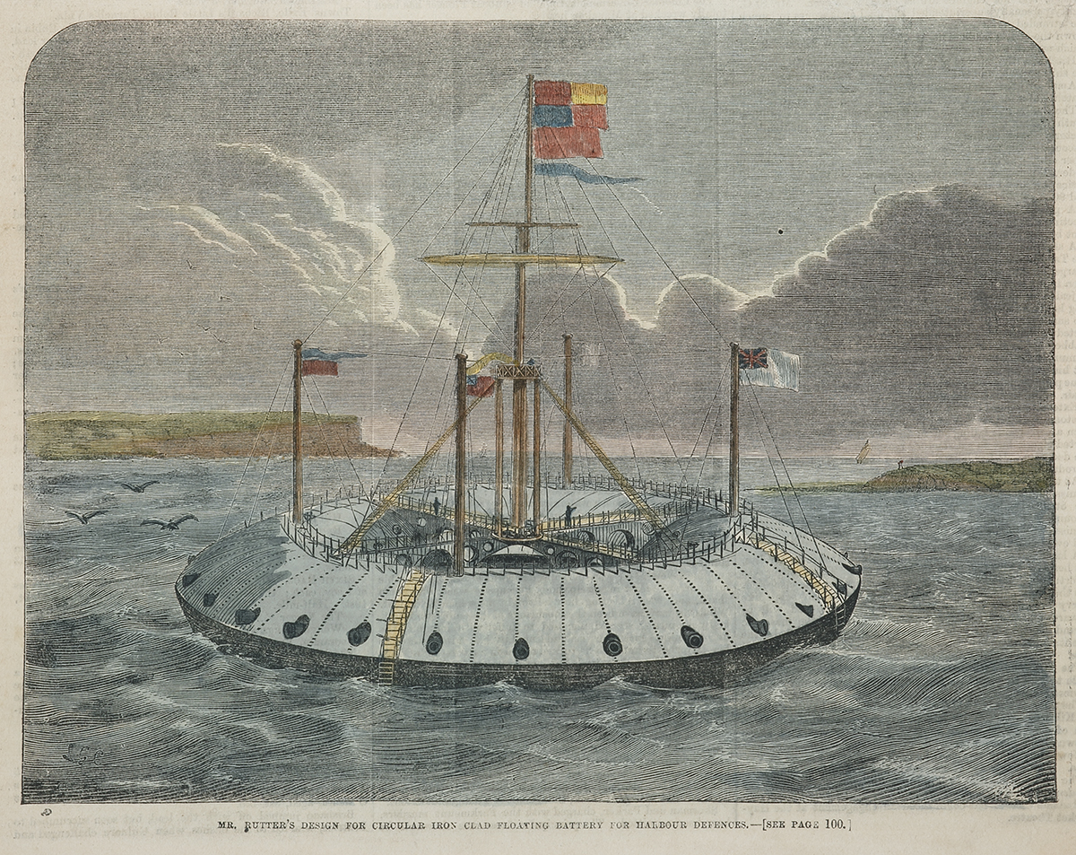 Mr. Rutter's Design for Circular Iron Clad Floating Battery for Harbour ...