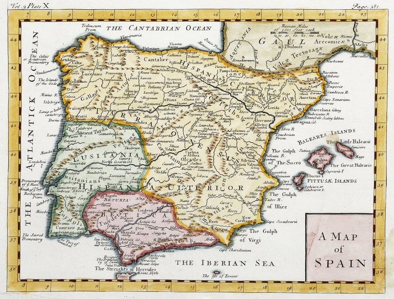 SPAIN-A Map of Spain - Antique Print Map Room