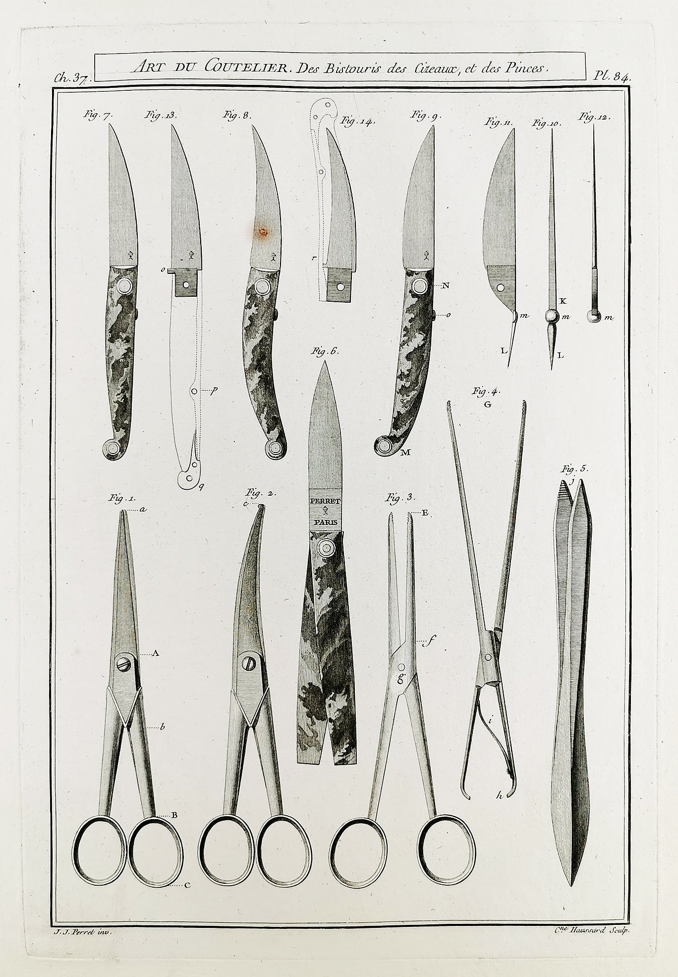 Art du Coutelier, Des Bistouris des Cizeaux, et des Pinces. - Antique ...