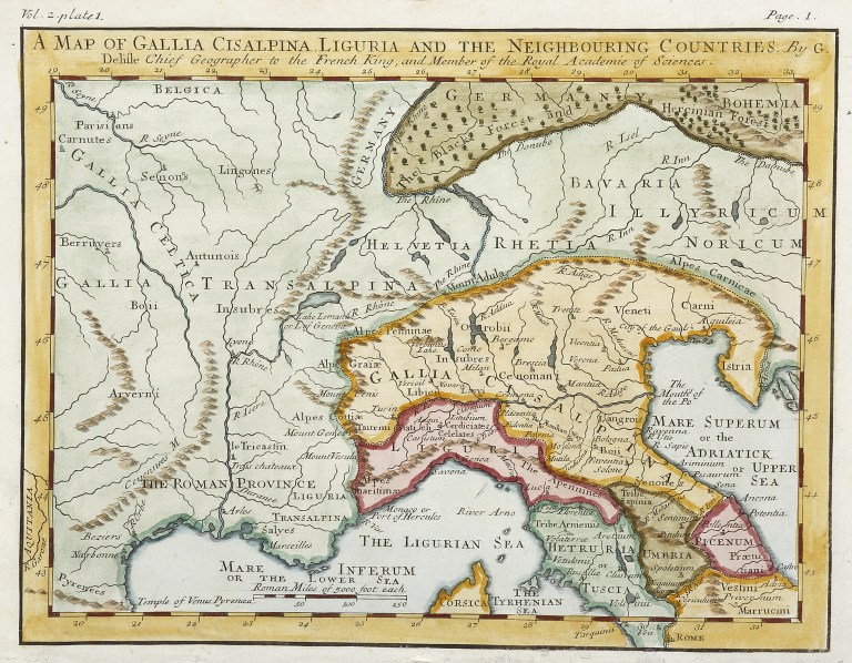 A Map of Gallia, Cisalpina, Liguria and the Neighbouring Countries ...