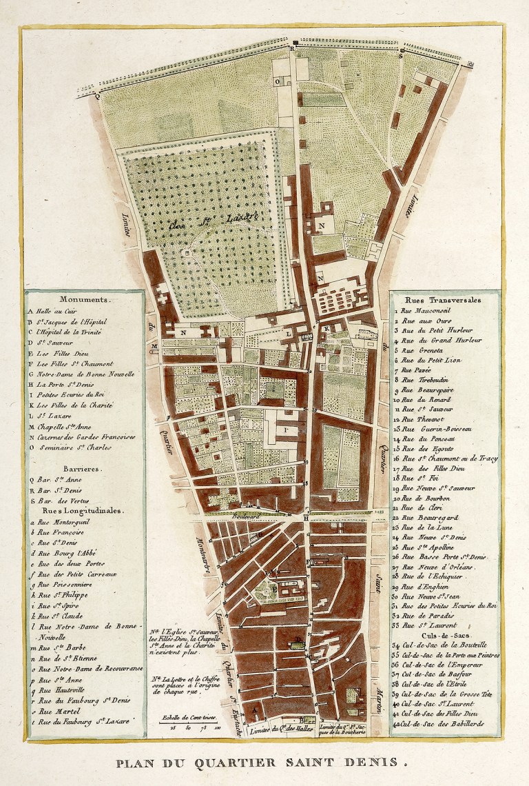 Plan du Quartier Saint Denis. | Antique Print Map Room