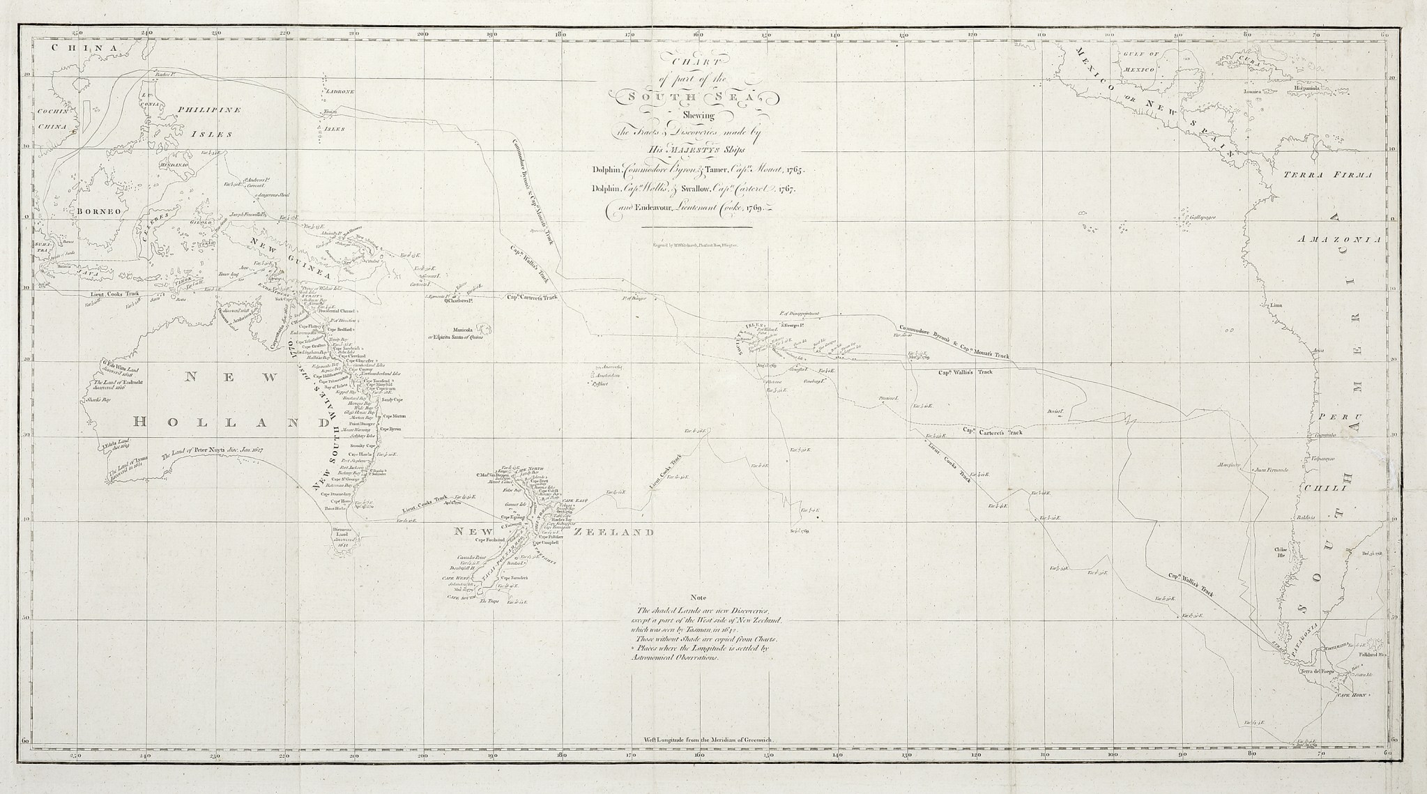Chart of part of the South Sea, Shewing the Tracks & Discoveries made ...