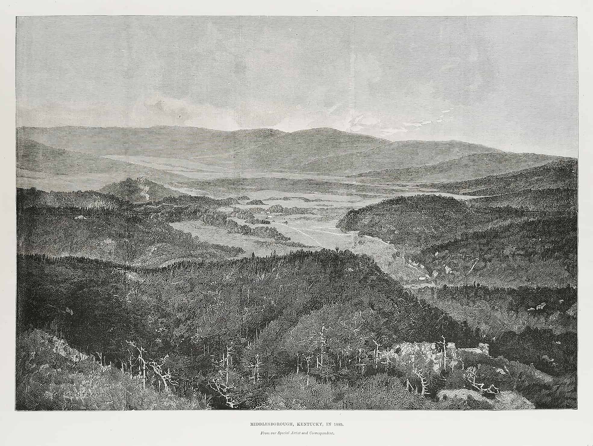 Middlesborough, Kentucky, in 1889. - Antique Print Map Room