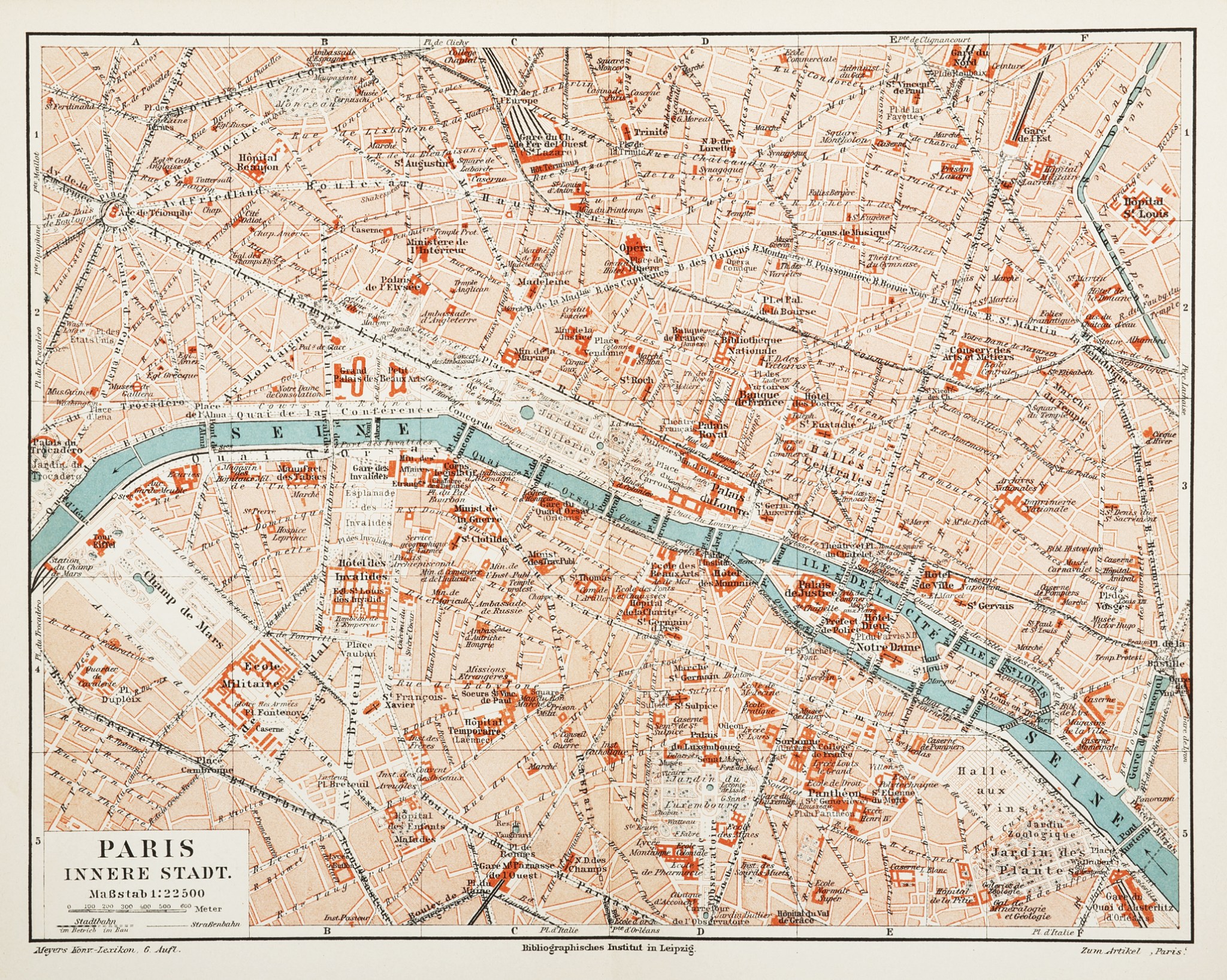 Paris Innere Stadt. - Antique Print Map Room