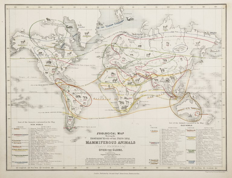 Zoological Map Showing the Distribution of the Principal Mammiferous ...