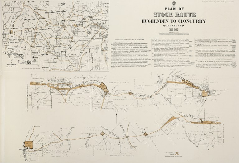 Plan of Stock Route Hughenden to Cloncurry Queensland 1899 - Antique ...