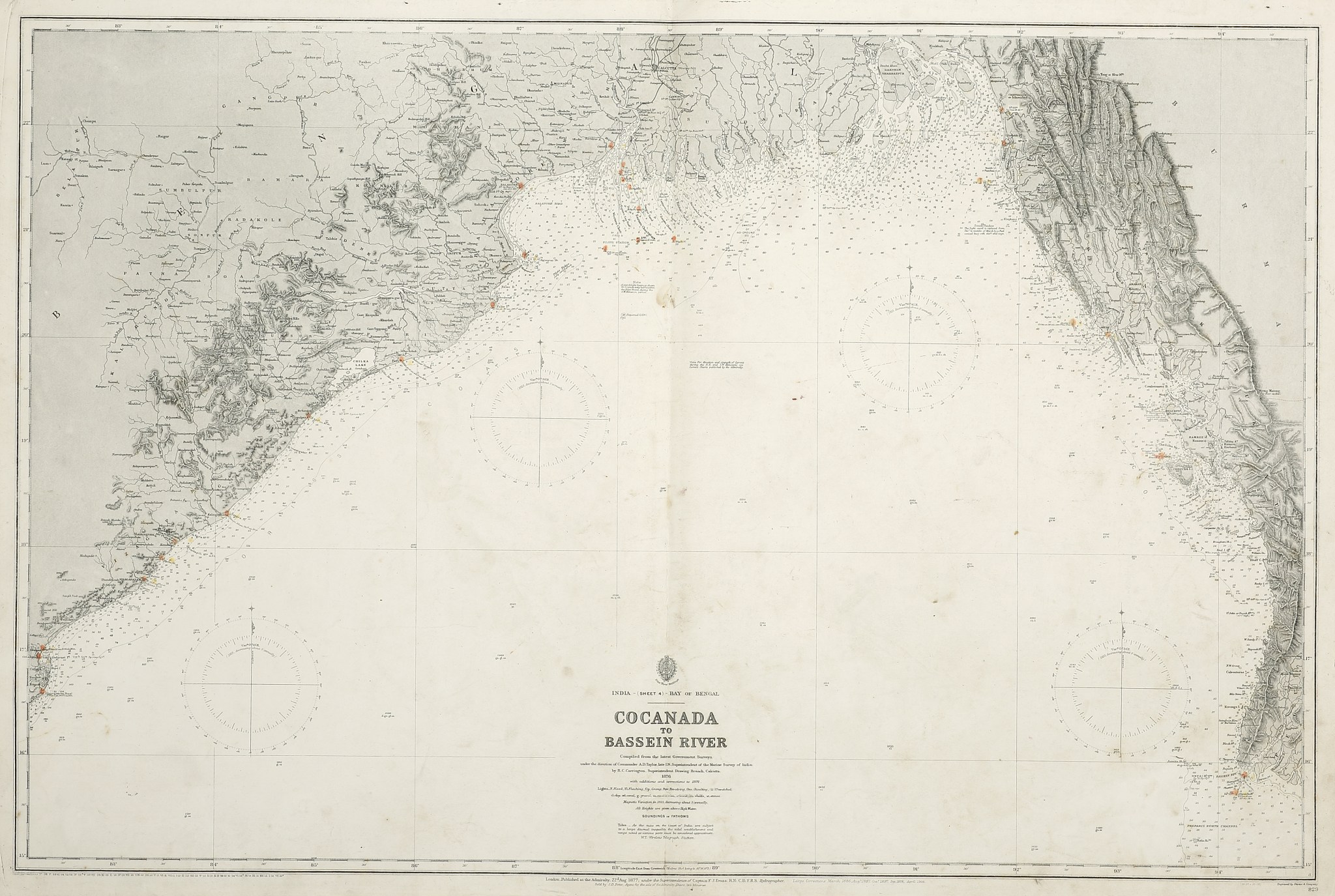 [ASIA-BURMA] Cocanada to Bassein River...... - Antique Print Map Room