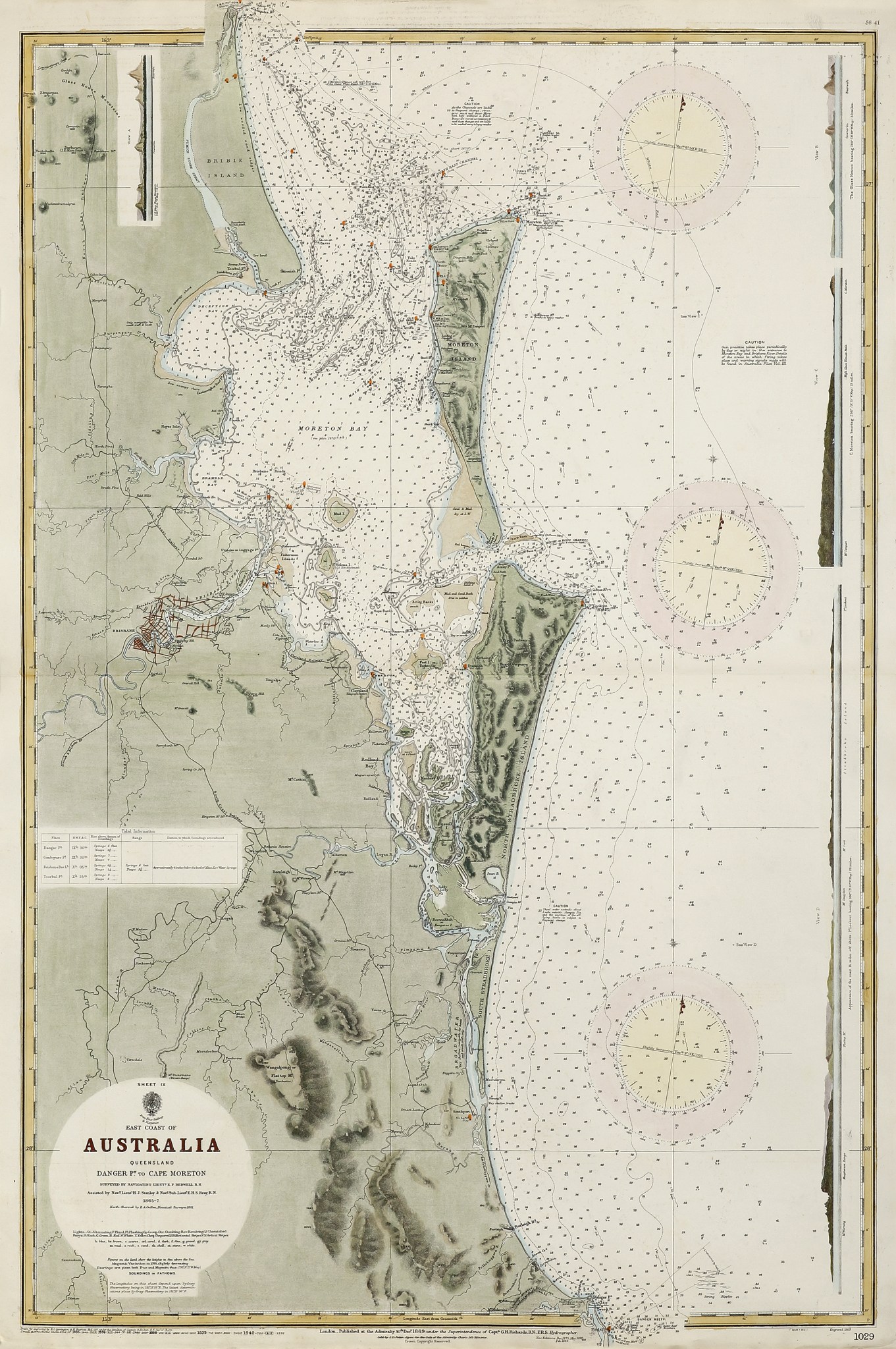 [AUSTRALIA-QLD] Danger Pt. to Cape Moreton. | Antique Print Map Room