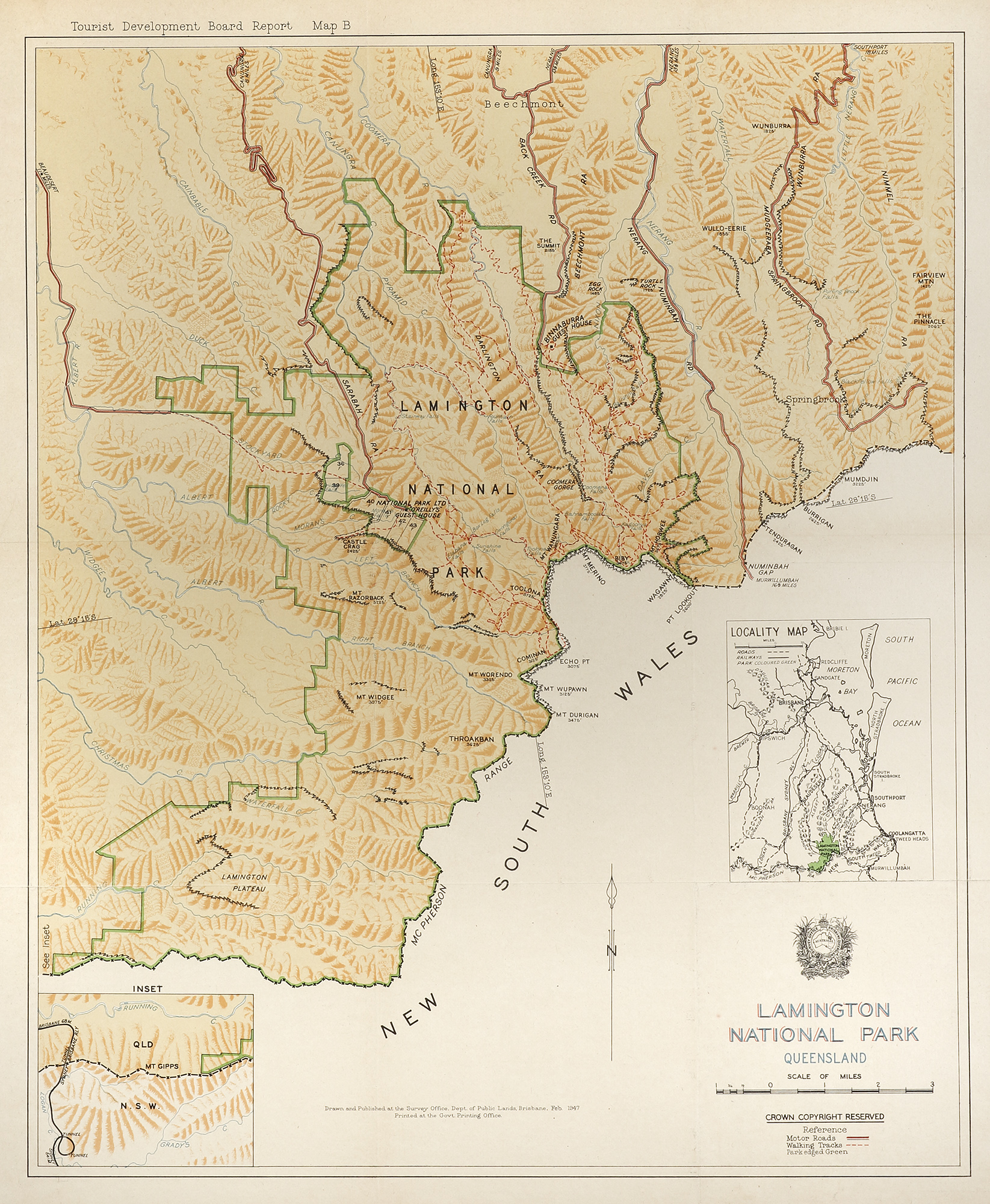 Lamington National Park Queensland - Antique Print Map Room