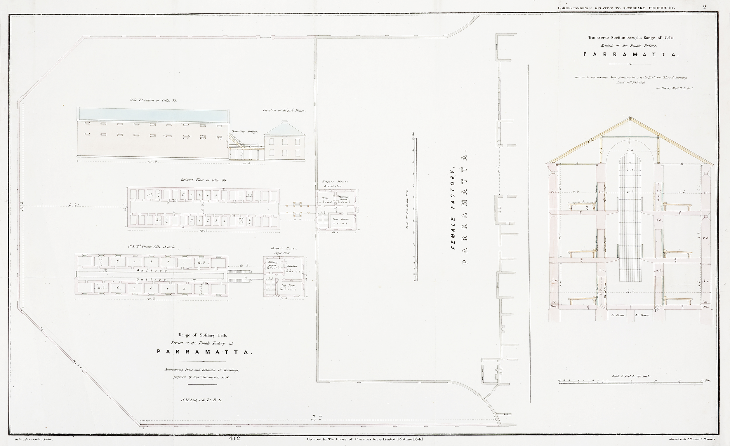 Range of solitary cells erected at the Female Factory at Parramatta ...