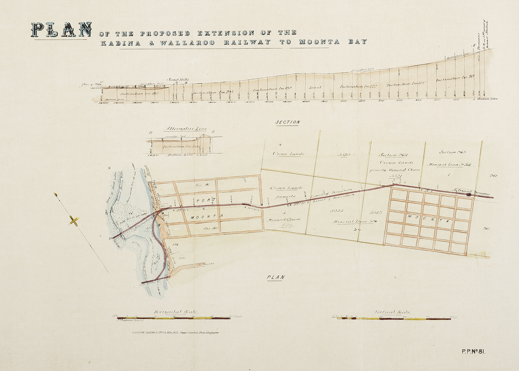 Plan of the Proposed Extension of the Kadina & Wallaroo Railway to ...
