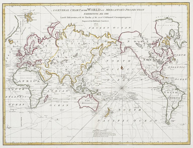 A General Chart of the World on Mercator's Projection exhibiting all ...